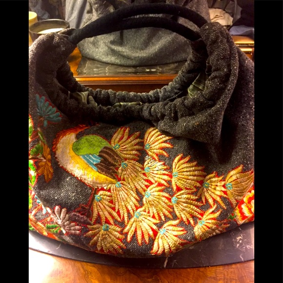 Fredd Basha | Bags | Fredd Basha Bag Wool With Colorful Stitch Peacock ...